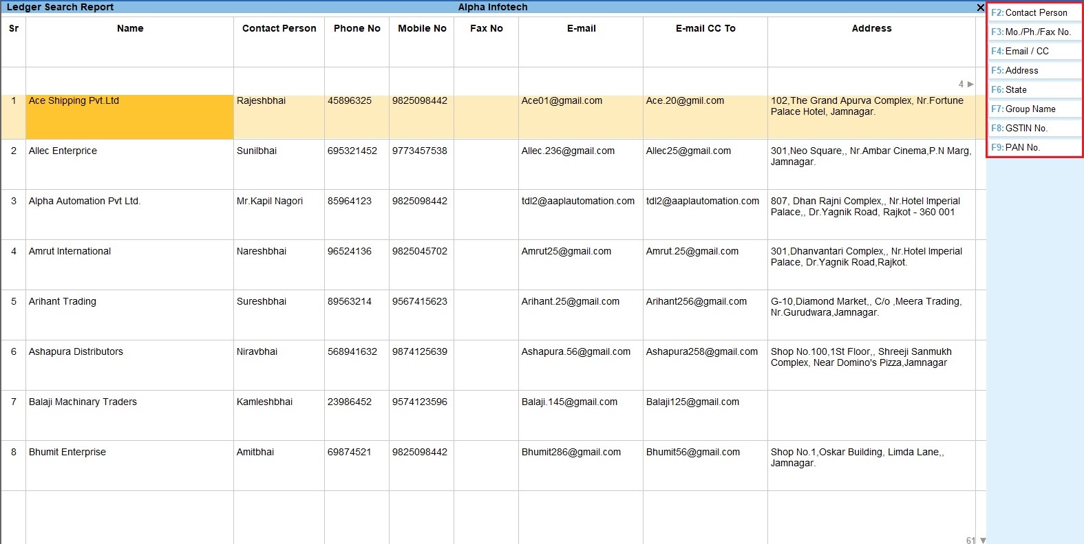 203 | Quick Ledger Search